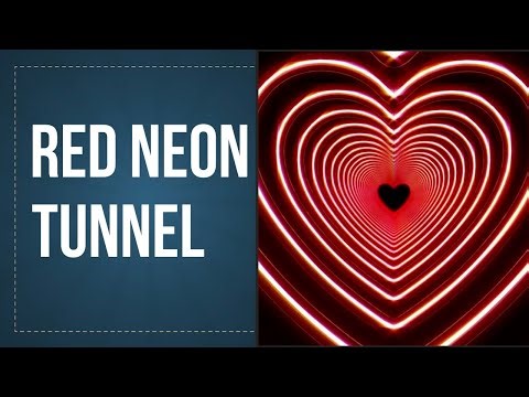 Red Neon Heart Tunnel | Abstract Neon Visual Loop