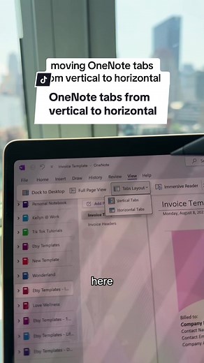 Replying to @Princess_Foxii how to move your OneNote tabs from vertical to horizontal 💻 🤓 #onenotetips #digitalorganization #officetips