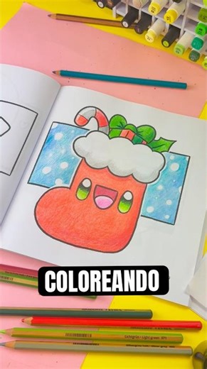 Coloring Christmas stockings has never been so cute #asmr #satisfying #coloringbook