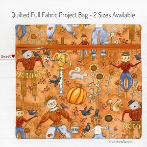 Fall Project Bag With Bittersweet Farm Fabric by Teresa Kogut, Cross Stitch Project Bag, Zipper Pouch for Embroidery, Handwork, Needlework - Etsy