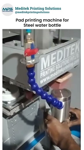 Pad Printing Machine for Steel Water Bottles #meditekprintingsolutions #metalprints #padprinting