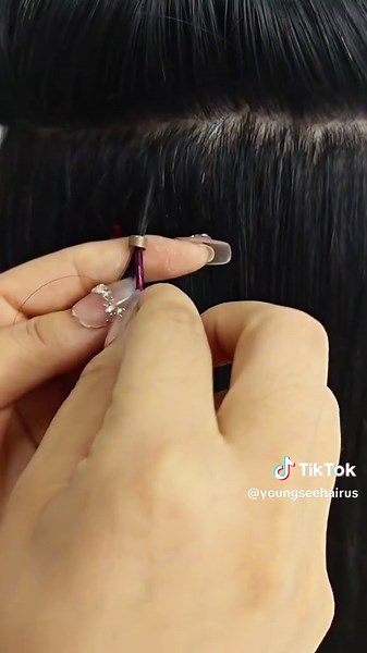 Install I tip hair extensions #fyp #fallfreshness #hairextensions #itiphairextensions #Youngsee