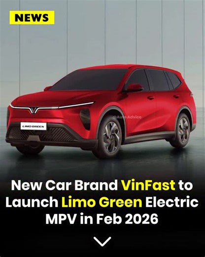 Auto Advice on Instagram: "Complete News ⬇️ VinFast will launch the Limo Green electric MPV in India in February 2026. This seven-seat EV is designed for families and commercial use, offering a spacious cabin and modern features. It will compete with models like the Kia Carens Clavis EV and BYD eMax 7. The Limo Green is also part of VinFast’s larger plan to expand in India, including the launch of its own ride-hailing service, GSM. The MPV is expected to use a 60.1 kWh battery and a 201 bhp moto
