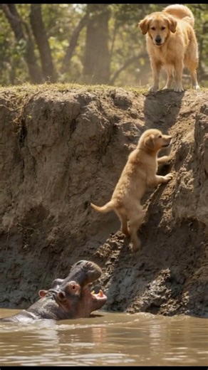 River Rescue: A Farmer and His Golden Retrievers 🐾🌊🐶 #animals #dog