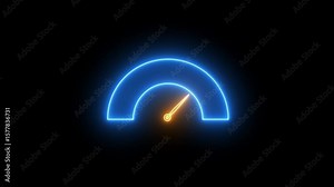 Glowing Speed or Fuel Gauge, Car, Bus, Bike, Rating Scale, Measurement and Assessment Levels, 4K Animation