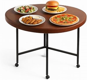 FEBTECH 30" Round Folding Table with Lockable Wheels Heavy-Duty Indoor & Outdoor Table
