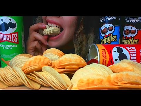 ASMR PRINGLES *CRUNCHY EATING SOUNDS* SOUR CREAM, TACO, ORIGINAL AND CHICKEN SOUVLAKI MUKBANG 먹방
