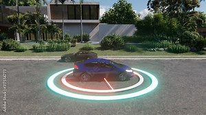 Autonomous transportation. Smart auto. Automotive technology concept. Driverless vehicle. Transportation system concept. Smart digital concept. Security driverless technology. Autopilot car gps 4k