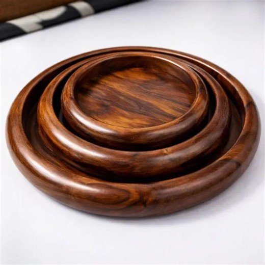 Solid Wood Round Serving Trays, Nesting Platters (set of 3) - Etsy