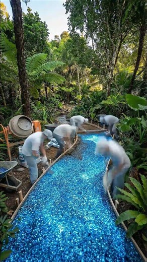 The Bioluminescent Garden Path #GlowInTheDark #Landscaping #EpoxyPath #GardenDesign #AvatarVibes