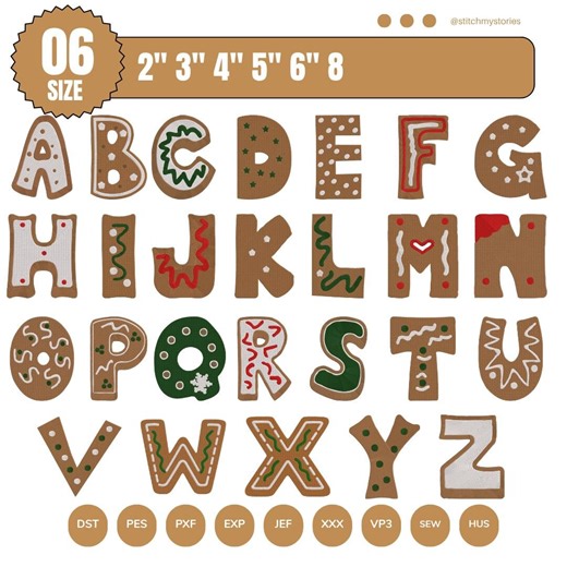 Mini Christmas Gingerbread Alphabet Embroidery Design (digital Download) - Etsy