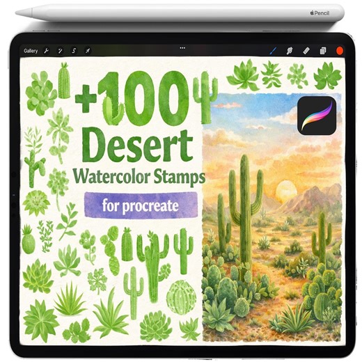 Procreate Cactus Stamp Brushes, Procreate Plant Stamps, Procreate Succulents Stamps, Desert Cactus Stamps, Landscape Stamps, Botanical Stamp - Etsy
