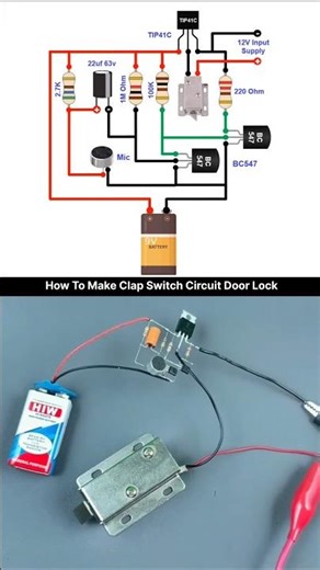 How To Make Clap Switch Circuit Door Lock #electrical #electric #electronic #diagram #shorts