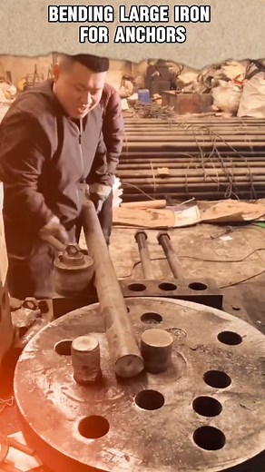 Bending large iron for anchor purposes #iron #anchor #tools #machine #trending | M-Tube TV