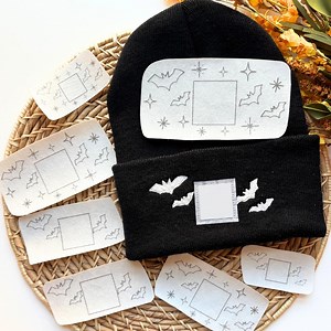Bat Embroidery Pattern Stick and Stitch Beanie Craft Halloween Embroidery Project Fall Embroidery Patterns Beginner Friendly Embroidered - Etsy