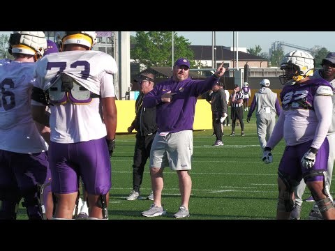 LSU spring FOOTBALL practice video, April 8