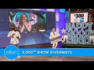 Ellen Celebrates 3,000 Shows with Huge Giveaways