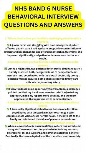 NHS Band 6 Nurse Behavioral Interview questions and answers #interview #uknurses #jobinterview #nhs