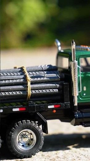 Miniature Big Rig Hauls Rebar! 🚛 Scale Model Truck Action
