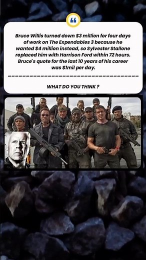 Bruce Willis turned down $3 million for four days of work on The Expendables 3 #shorts #facts