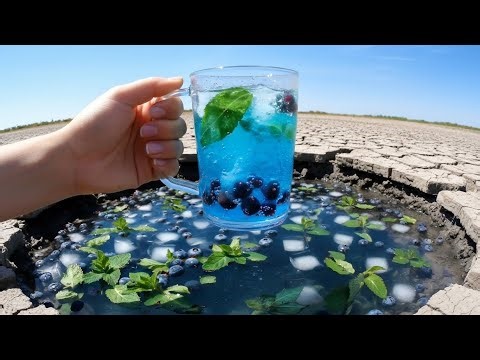 Satisfying AI ASMR Fruit Juice Oasis in a Dried Riverbed - Cool Drink in the Heat (Part 81)