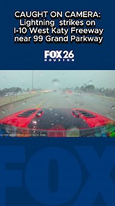 Lightning struck a vehicle commuting on I-10 West Katy Freeway during severe thunderstorms across the Houston area. https://www.fox26houston.com/weather/houston-weather-today-hail-severe-storms-expected-between-2pm-and-6pm-on-monday | FOX 26 Houston