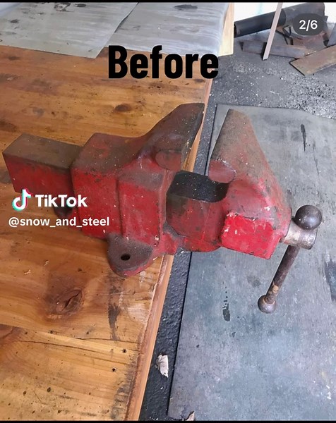 Restored a bench vise I got from marketplace. #vice #beforeandafter #restoration #DIY #fyp