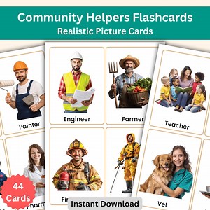 44 Community Helpers Flashcards | Montessori Real Photo Job Cards | People Who Help Us | KS1, Preschool & Kindergarten Printable - Etsy