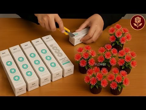 Turn Empty Toothpaste Boxes into Beautiful Flower Pots 🌸 | Easy Recycled Craft