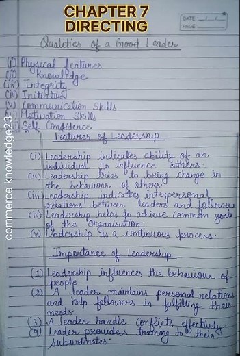 Class 12 || CHAPTER 7 || DIRECTING notes || Business studies notes #shorts #viral shorts