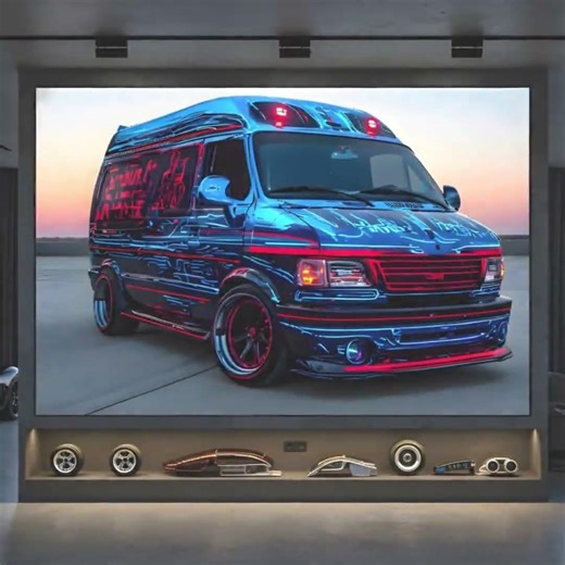 16K HD Neon Van Life Wall Art Cyberpunk Decor Synthwave Art Retro Future Car Gamer Room Decor...