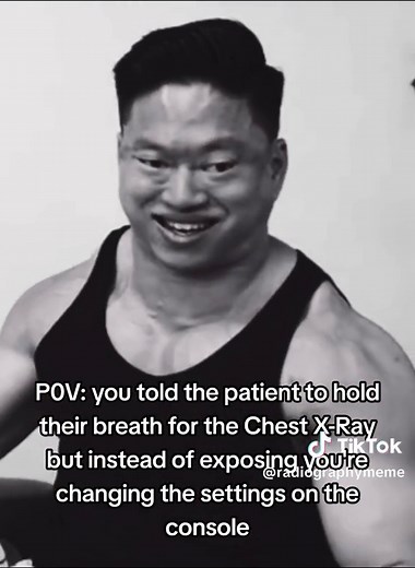 It's just more awkward to let them breathe normally till you're actually ready #radiographymeme #radiography #radiographer #sidemarkers #hospitallife #xraytechproblems #xrayschool #radlife☢ #xray #xraytech #radiology #radiologist #sonography #ultrasound #clinicals #healthcarememes #hospitalhumor #nurse #radtech #healthcarehumor