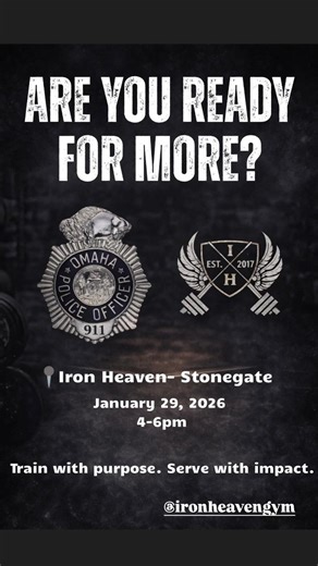OPD Recruitment Unit Pop-Up 🚓 📍11714 Stonegate Cir. |🏋️Iron Heaven Gym 📅 Jan. 29, 2026 | ⏰ 4–6 PM Thinking about law enforcement? Come see us and talk opportunities. | Join OPD