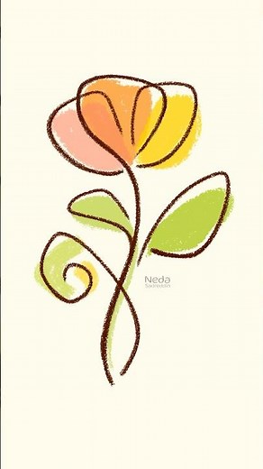 How To Draw A Flower - Step by Step Drawing & Coloring Process #floralart #easydrawing #satisfying