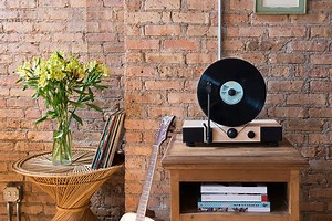 gramovox floating record adopts modern components in a classic turntable design