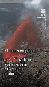 288K views · 10K reactions | An eruption at the summit of Kilauea resumed Tuesday morning. Episode 9 of the eruption in Halemaumau crater began at 10:16 a.m. Lava is fountaining within the north vent, reaching heights of 330 feet and feeding lava flows onto the crater floor within Hawaii Volcanoes National Park. LEARN MORE: https://buff.ly/4aSjTlH | Hawaii News Now | Facebook