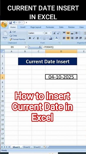 How To Insert Current Date in Excel । Date Insert in Excel