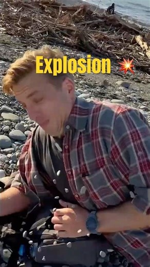 Explosive Moment: Sea Mine Detonates on Shore!