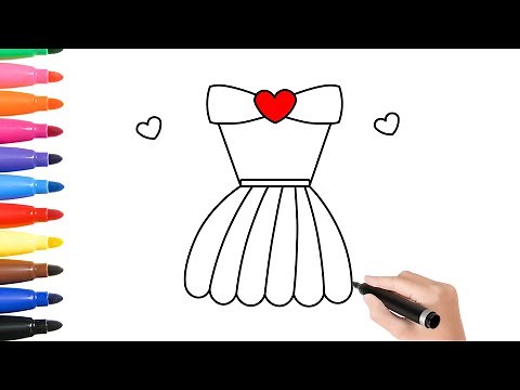 How to Draw a Cute Girl Dress👗❤️ | Easy Cute Drawings for Kids
