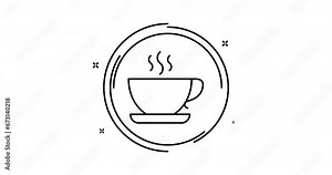 coffee cup animated outline icon. coffee cup rotation appearance 4k video animation for web, mobile and ui design