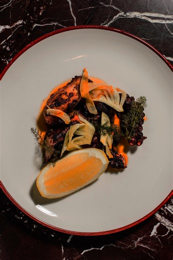 Grilled WA octopus with sobrassada & pickled fennel – smoky, spicy, and perfectly balanced. | Chophouse Sydney