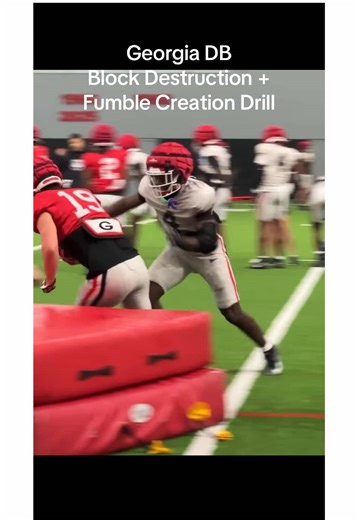 Georgia DB Block Destruction Fumble Creation Drill #footballdrills #defensivebackdrills #defensivebacks #defensivebacksdrills #dbdrills