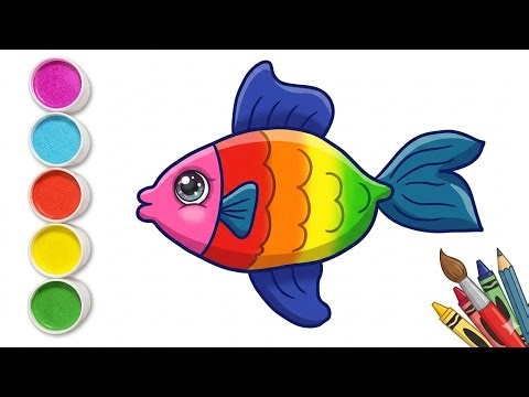 Rainbow Fish Drawing Easy Step by Step Tutorial | Cute WOW Art