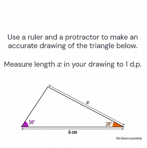 Use a ruler and a protractor to make an accurate drawing of the... | Filo
