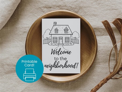 Welcome to the Neighborhood Card Printable • New Neighbor Housewarming Greeting - Etsy