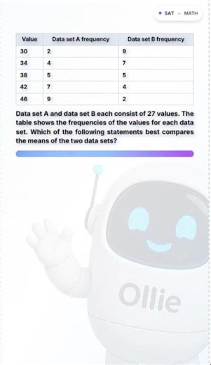 Comparing Means of Data Sets Quiz #Shorts