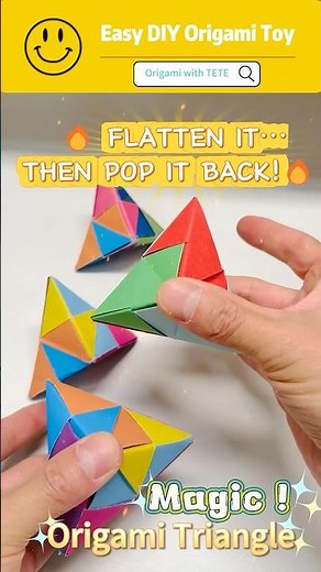 Magic Origami Triangle Cube! Press Flat ↔ Pop Up 3D (DIY Toy)