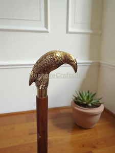 Handmade Brass Raven Walking Stick – Teak Wood Cane With Intricate Inlay - Etsy Canada