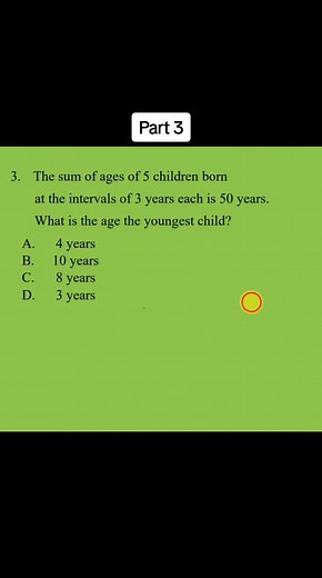 Age of Youngest Child Calculation - Math Quiz