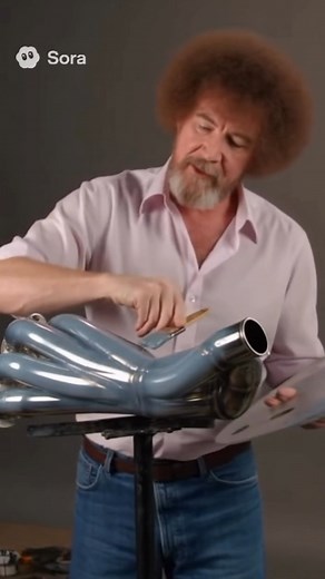 Bob Ross painting a happy sprint car header. | Sprint Car Racing